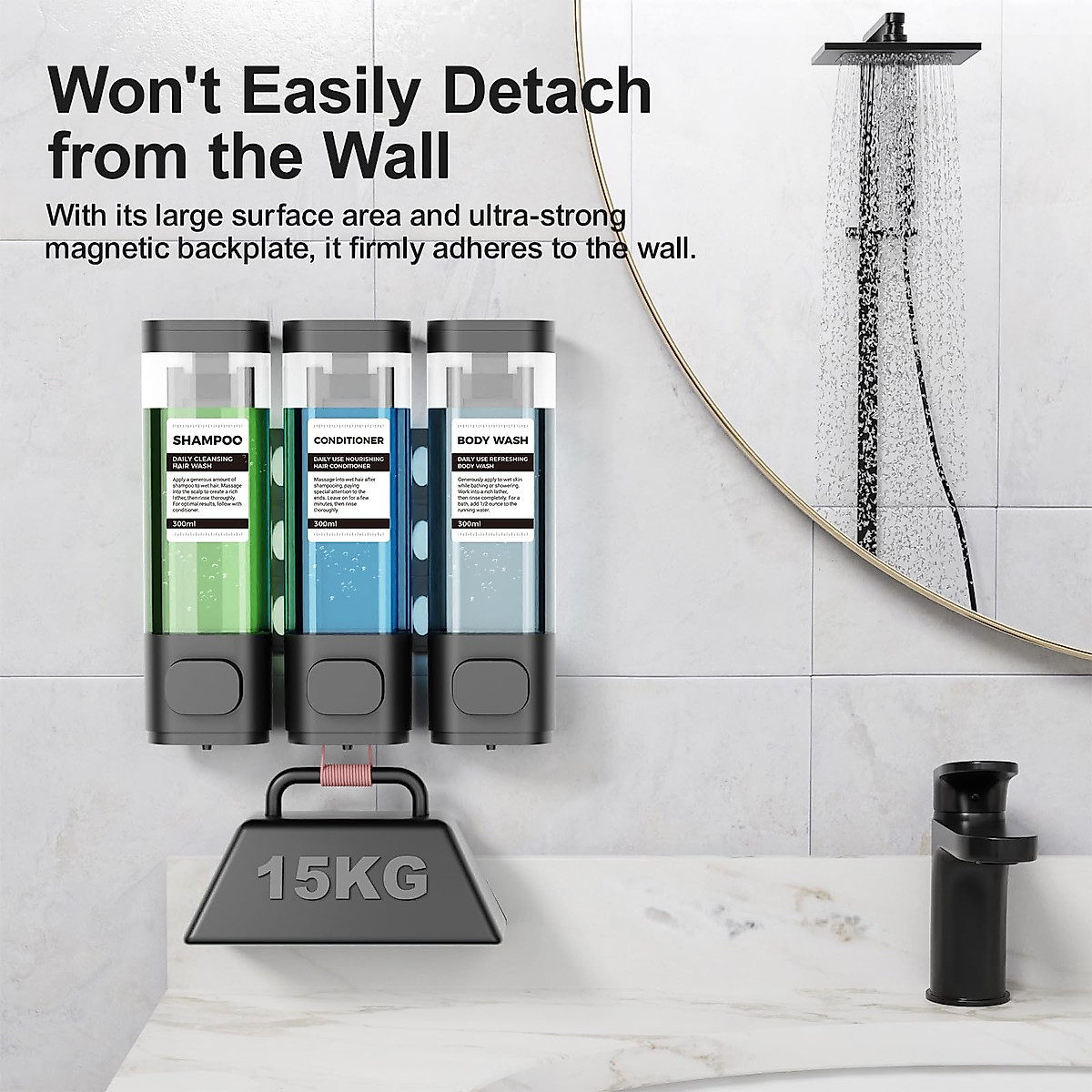 Aeakey Soap Dispenser,Dish Soap Dispenser for Kitchen,Sponge Holder Sink Dish Washing Soap Dispenser 13 Ounces