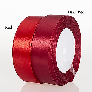 ATRBB 1 Inch Red Satin Ribbon, 50 Yards Solid Fabric Ribbon for Gift Wrapping, Bouquets, Wedding and Home Decor, 25 Yards/roll x 2 Rolls