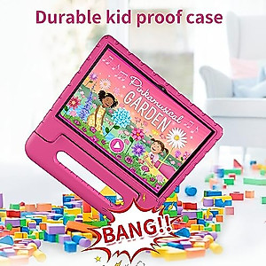 JREN Kids Tablet, 10" Tablet for Kids,IPS HD Display 1280 X 800,1080P, RAM 4GB and 64GB Storage, Google Family Link KidsSpace Pre-Installed, YouTube Neflix,Ages 6-12,Color Pink