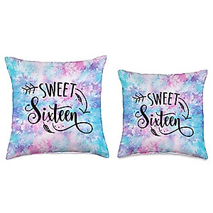 Best Sweet Sixteen Birthday Gifts for Teenagers Sweet Sixteen Birthday Shirt for Teenager Tribal Girls Throw Pillow, 16x16, Multicolor