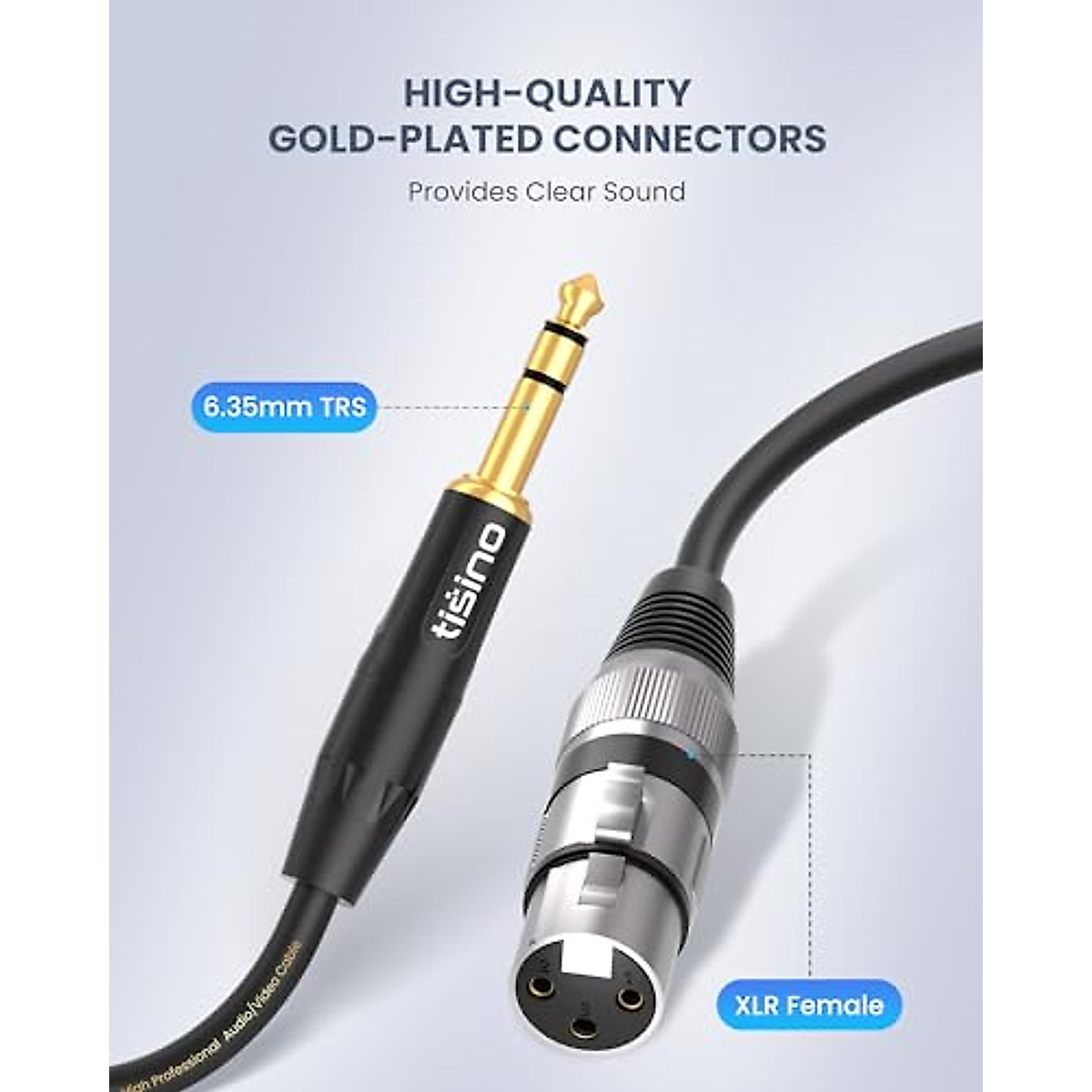 tisino XLR Female to 1/4 Inch (6.35mm) TRS Jack Lead Balanced Signal Interconnect Cable XLR to Quarter inch Patch Cable - 6.6 Feet