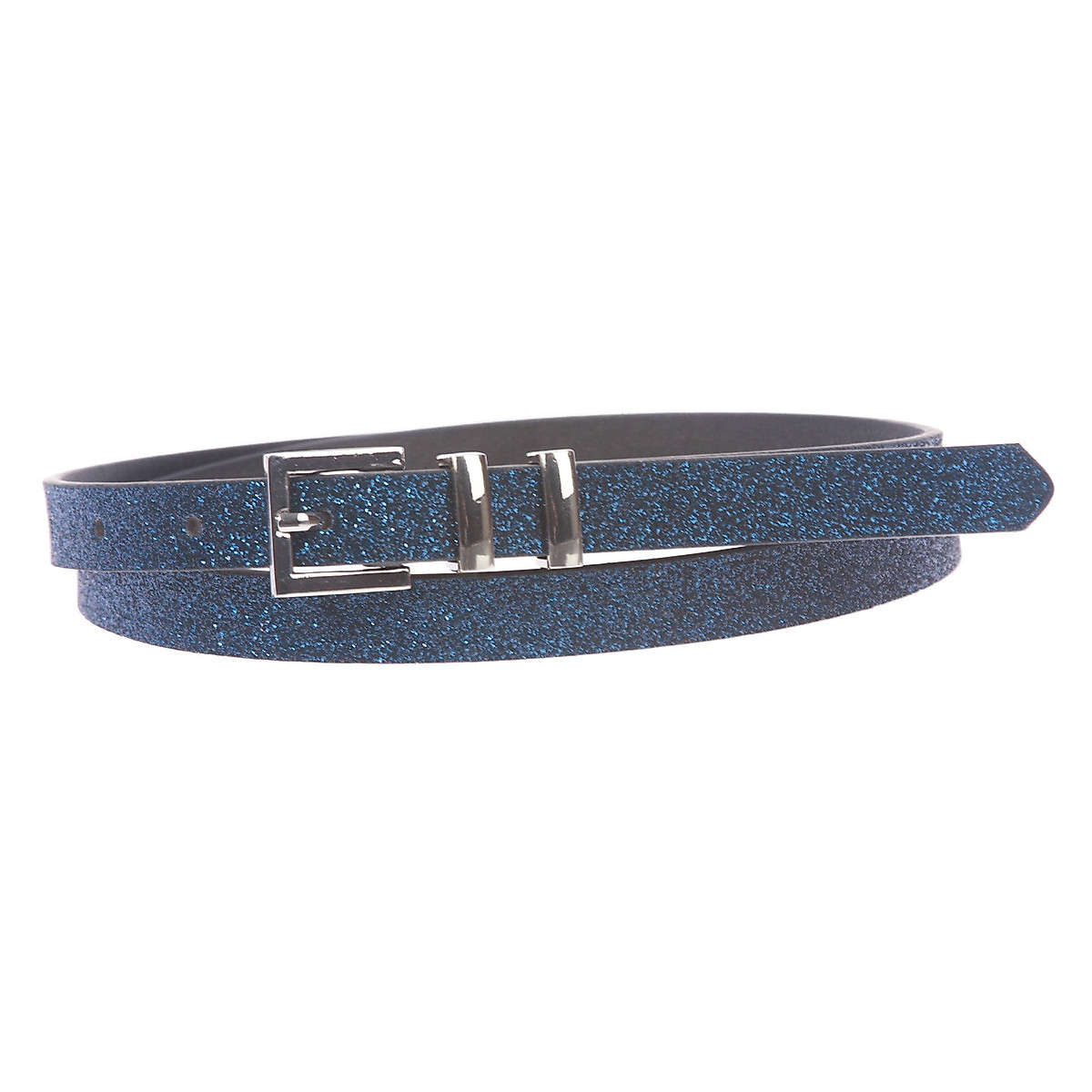 Ladies 5/8" Glitter Dress Skinny Belt, Navy | S/M - 32"
