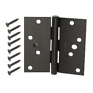 Everbilt 4 in. Oil-Rubbed Bronze Square Corner Security Door Hinges Value Pack (3-Pack)