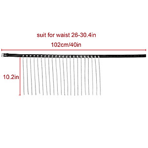 Ayliss Women Punk Waist Chain Belt Metal Tassel Pu Leather Vintage Rocker Fashion Dress Belt for Jean Pants Skirt Costume (Black #1)