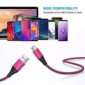 USB Type C Cable, Besgoods 4-Pack 10ft USB C Cable Fast Charge Nylon Braided USB A to C Charging Cable Compatible with Samsung Galaxy Note 8 9 S8 S9 S10, LG V30 V20 G5 G6, Google Pixel and More