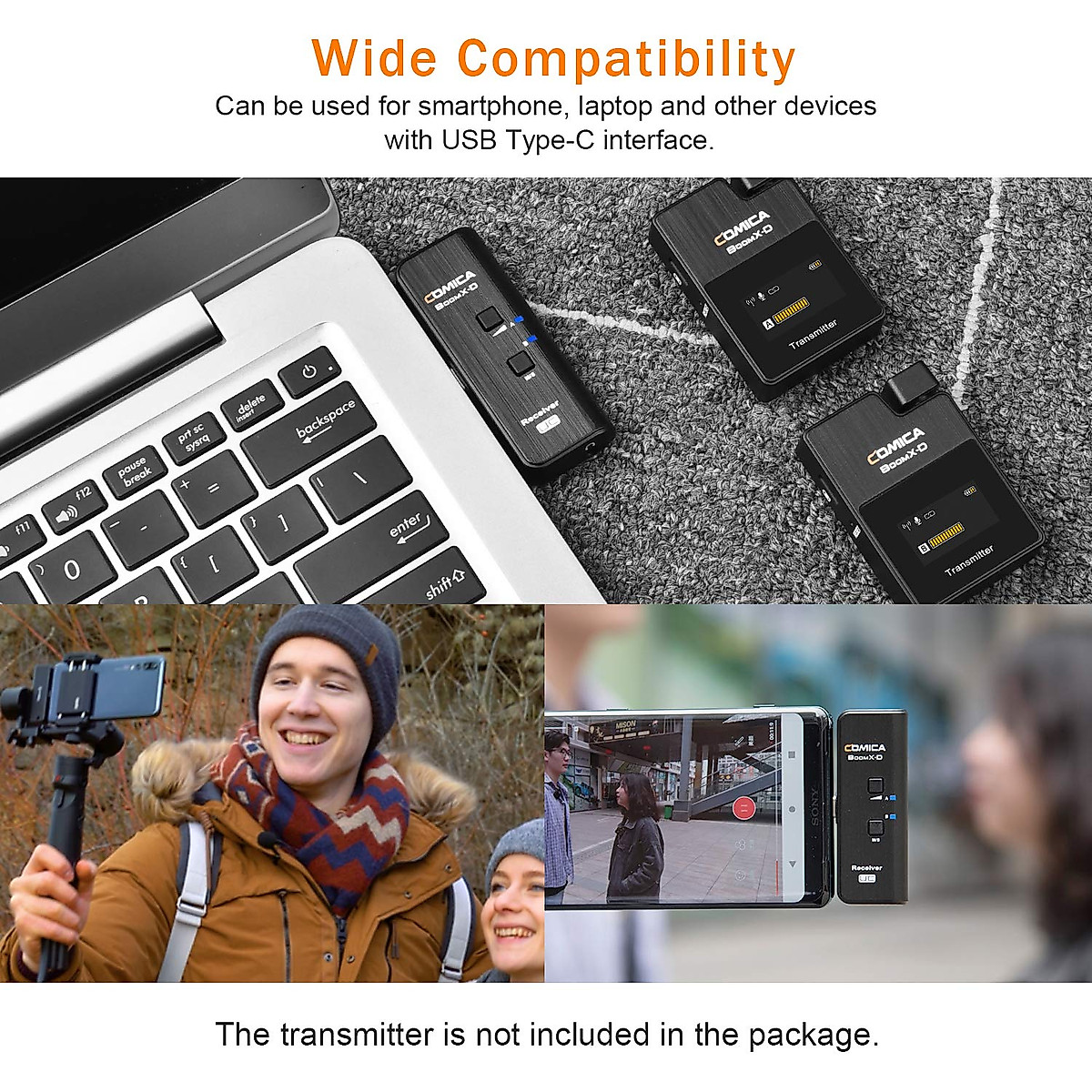 Comica BoomX-DUC RX Wireless Microphone Receiver for Comica BoomX-D 2.4G Wireless Microphone System(Not Compatible with The New Version of BoomX-D)