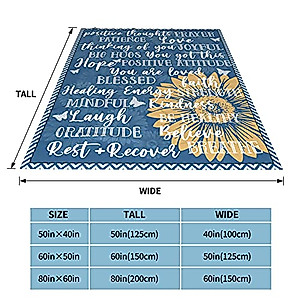 Kuphsod Inspirational Throw Blanket Flannel Fleece Super Soft Lightweight Cozy Sympathy Prayer Throw Blanket Healing Message Get Well Soon Gifts for Women Men Or Patient 50"X40"(Navy Blue)