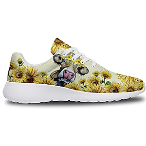 lodaden Women Tennis Shoes Men Sport Running Walking Shoes Outdoor Fashion Lightweight Cow Print Sneakers,US Size 9 Women/7.5 Men