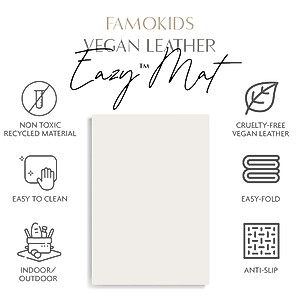 Famokids - Eazy Vegan Leather Kitchen Mat, Baby-Safe Kitchen Floor Mat, Non Slip Kitchen Floor Mats, Waterproof Mat for Kitchen Floor, Baby Playroom, & More, Rectangle, 2 x 4 ft, Pearl