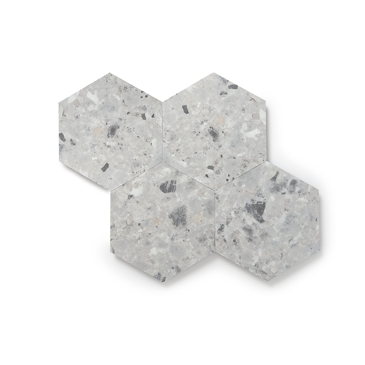 Lucida Surfaces Luxury Vinyl Floor Tiles | Glue Down Adhesive Flooring | 25 Marble and Wood Look Hexagon Shaped Tiles | MosaiCore | 12.25 Sq. Feet