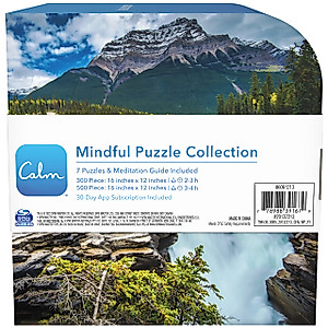Calm App, 7-Pack Daily Mindful Puzzle Collection 300-Piece 500-Piece for Relaxation & Stress Relief with Subscription, for Adults & Kids Ages 8 and up