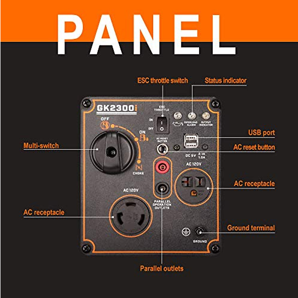 GENKINS 2300 Watt Portable Inverter Generator Ultra Quiet Gas Powered RV Ready CARB EPA Complied Ship to 50 States & Puerto Rico