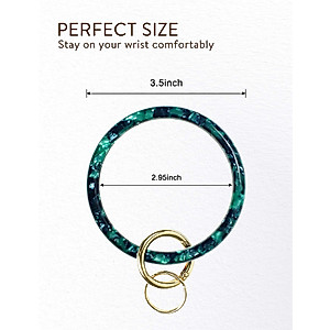 Heesch Bangle Key Ring Bracelet Keychain Key Ring Bracelet for Women, Acetate Circle Keyring for Wrist (Dark Green)