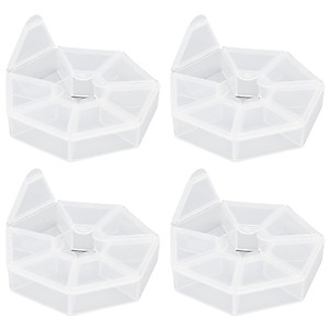4pcs 7 Girds Bead Organizer, Clear Small Bead Organizers Jewelry Bead Storage Organizer Display Containers Case Box Mini Bead Storage Containers for Crafts Jewelry Screws Fishing Tackles