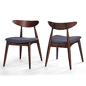 Christopher Knight Home Barron Fabric Dining Chairs, 2-Pcs Set, Charcoal & Bass Mid Century Modern Square Faux Wood Dining Table, Walnut Finish