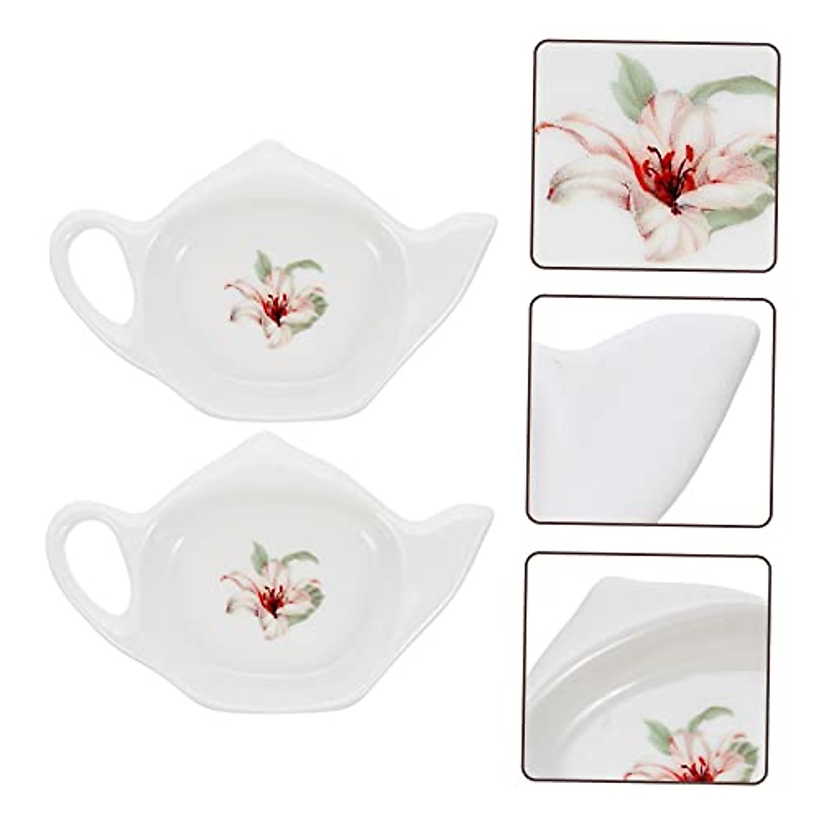 Baluue 2pcs Tea Bag Saucer Travel Jewlwery Holder White Serving Tray Cup Holder Tray Tea Bag Dish Tea Bag Holder Ketchup Saucer Delicate Tea Bag Tray Loose Tea Dish Teabag Storage Plates