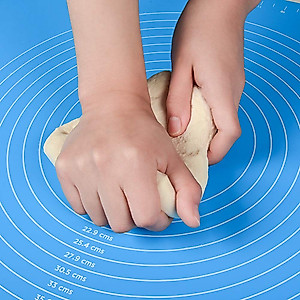 Kitzer Non Stick Silicone Baking Mat, Blue 25 Inches x 18 Inches Non Slip on Surfaces for Rolling Dough with Measurements, Heat Resistant, Reusable, and Easy to Clean made with Food Grade Silicone