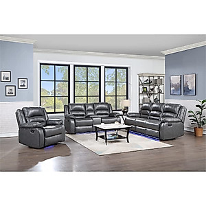 Galaxy Home Furnishings Martin Manual Reclining Loveseat Finished with Faux Leather/Wood in Gray