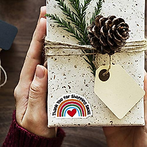 Muminglong 1.5 Inch Thank You for Shopping Small Rainbow Stickers, Small Shop Sticker, Thank You Sticker,Small Business, Packaging Sticker, 500 PCS