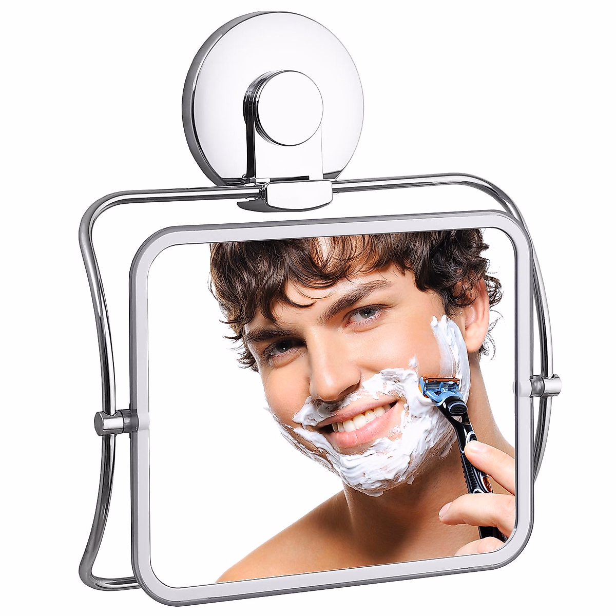 SWAMTIK Shower Mirror Shower Mirror Fogless for Shaving No Fog Shower Mirror 360 Degree Swivel Waterproof Large Shower Mirror Rust Resistant Shower Mirror Fogless for Bathroom NO Drilling Chrome