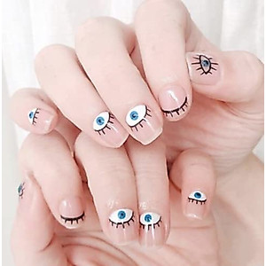 Evil Eye Nail Art Stickers Decals 7 Sheets Self Adhesive Pegatinas Uñas Turkish Blue Eye Hamsa Hand Eye of Fatima Cartoon Charms Design Manicure Tips Nail Decoration for Women Girls Gift