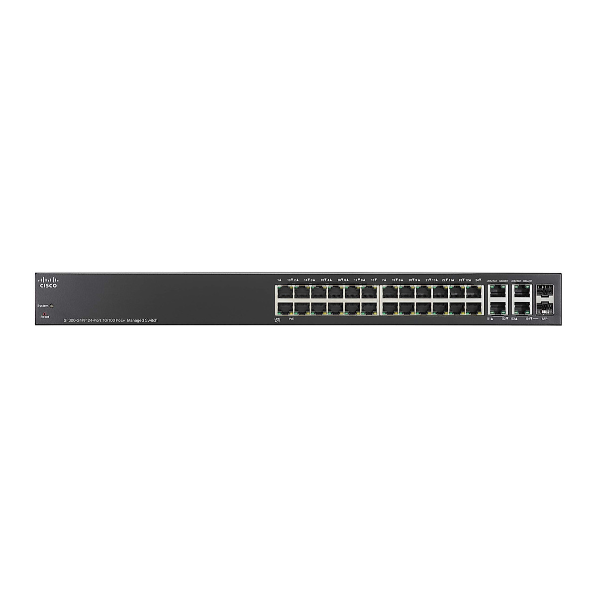 Cisco Certified SF300-24PP-K9-NA |Port 10/100 PoE Managed Switch with Gigabit Uplinks | Small Business Enhanced Limited HW Warranty {SF300-24PP-K9NA-RF} Remanufactured