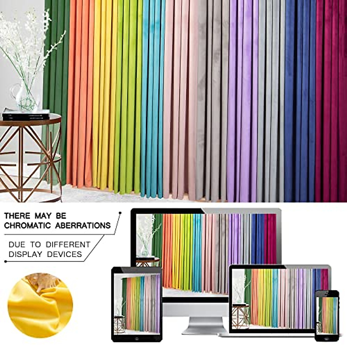 Tony's collection Christmas Yellow Velvet Curtains, Super Soft Room Darkening Insulated Small Window Drapes for Bedroom Living Room Dining Shower Backdrop(34x63 Inch, Yellow, 2 Panels)