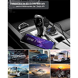 2 Packs PD Type C Car Charger Socket & Dual Quick Charge 3.0 Ports Aluminum, 60W USB C Triple 12V USB Socket Aluminum Car Charger with Touch Switch, Waterproof PD Charge for Car Boat Marine RV