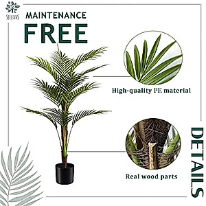 SeelinnS Artificial Trees Artificial ​Palm Tree Artificial Plants for Home Decor Indoors and Outdoors 4FT Fake Plants Tall Artificial Plants with 14 Artificial Leaves and Plastic Nursery Pot (2 Pack)