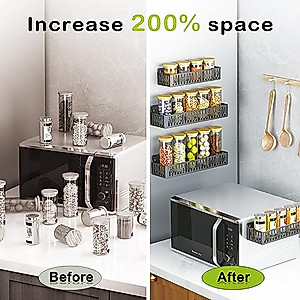 ENESNES Magnetic Spice Rack for Refrigerator, 4 Pack Magnetic Shelf for Fridge,Movable Spice Rack Organizer for Kitchen,Waterproof and Rustproof ABS Material (BLACK_4 PACK)