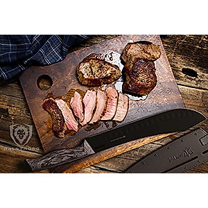 Dalstrong Bull Nose Butcher Knife - 10" - Delta Wolf Series Knife - Ultra-Thin & Zero Friction Blade - HC 9CR18MOV Steel - Black Titanium Nitride Coating - G10 Camo Handle - Leather Sheath