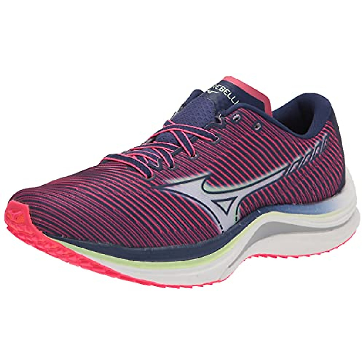 Mizuno Women's Wave Rebellion Running Shoe, Diva Pink-Indigo White, 8