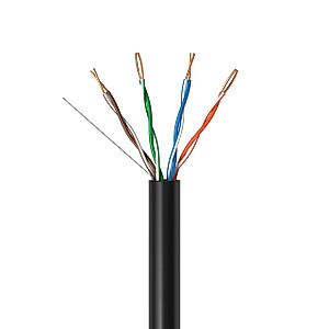 1000ft Cat5e Solid 24AWG Cable UTP Cat5 Bulk Pull Box Network Copper Clad Aluminum Wire (Unshielded (UTP), Black)