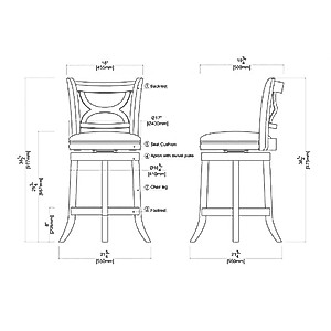 Boraam Florence 24" Counter Height Wood Swivel Stool, Black Sandthru