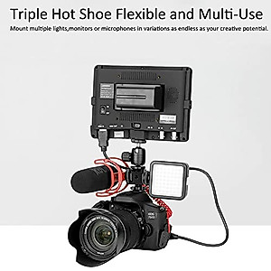 MEKNIC Cold Hot Shoe Mount Adapter Video Accessory Aluminium Alloy Triple Shoe Extension Bracket for LED Lights, Monitors, Microphones, Audio Recorder,Video Cameras or DSLR Cameras