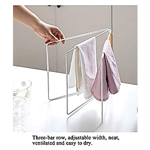 Jitejoe Home Kitchen Countertop Dishcloth Drying Rack, 3 Arms Folding Dishcloth Holder, Hand Towel Stand Rack, White Dishcloth Storage Rack Size 10.83 x 0.98 x 9.84 Inch (White Folding Rag Rack)