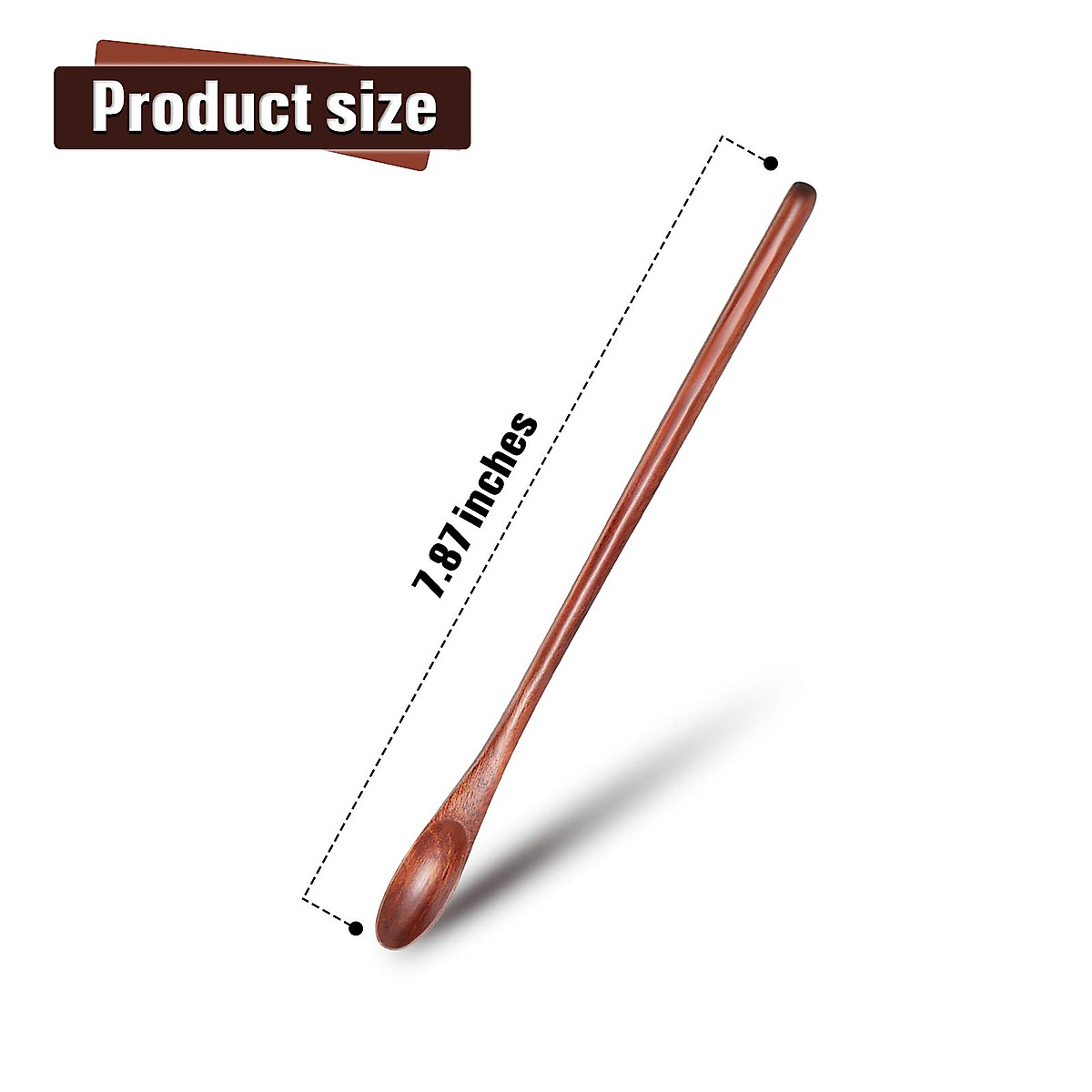 4 Pieces Wooden Coffee Mixing Spoons Long Handle Cocktail Spoons Wood Iced Tea Spoons Small Stirring Spoon for Mixing Coffee Tea Beverage, 7.87 Inch