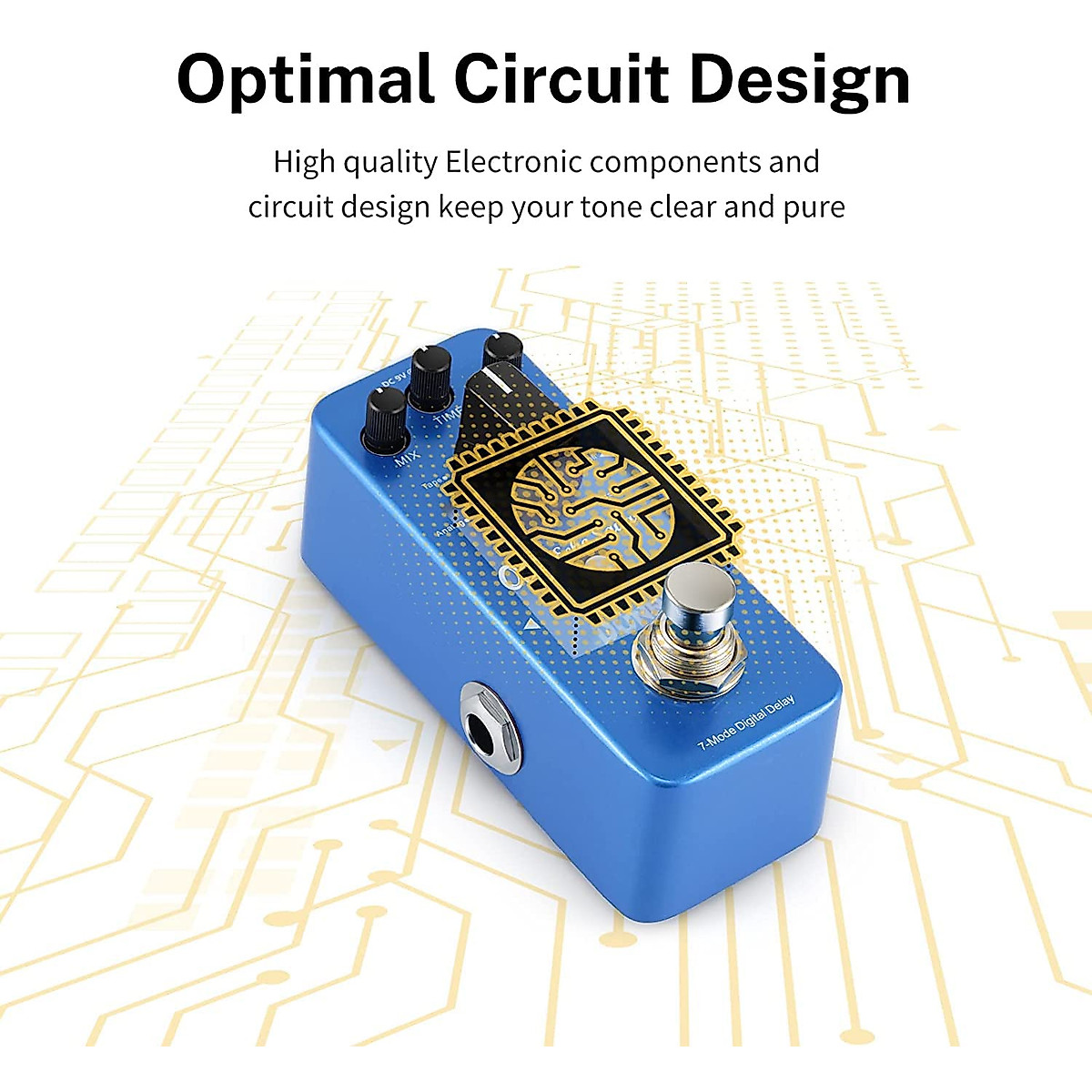 Donner Echo Square Delay Pedal - Digital 7-Modes Delay for Electric Guitar, Multi-Delay including Digital, Analog, Tape, Mod, Sweep, Lofi, Reverse - True Bypass