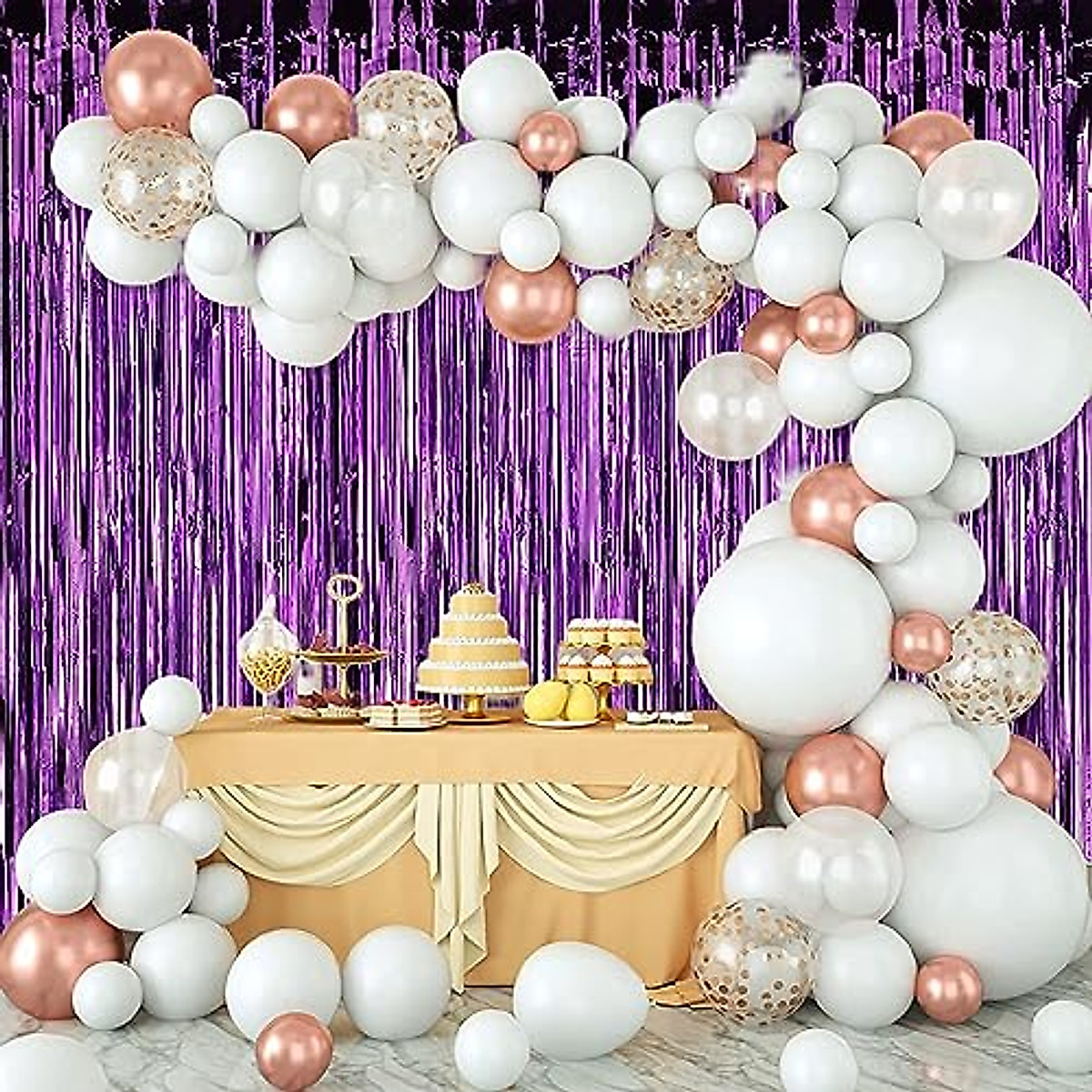 Mtkocpk Purple Party Decorations - 3-Pack of 8x3.2 Feet Purple Foil Fringe Streamers Curtains Perfect for Gender Reveals, Bachelor Parties, Mermaid, and Butterfly Themed Birthday Party Decor