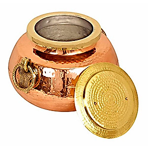 Steel Copper Hammered Design Chafing Dish with Brass Lid