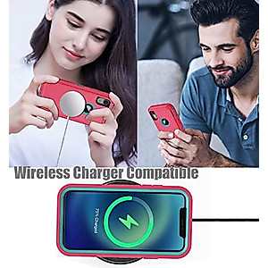 for iPhone XR Case with 2 x Screen Protector, Heavy Duty Shockproof/Drop Proof/Dust Proof 3-Layer Military Protection Full Body Rugged Defender Durable Cover for Apple iPhone XR (Pink)