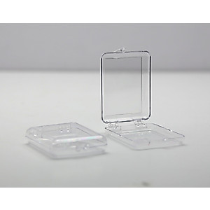 Clear Hinged Plastic Box 1 5/8" L x 2 1/8" W x 3/8" H - 50 Pieces Per Pack