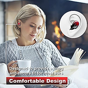 Bluetooth Earbuds Wireless Ear Buds Touch Control Wireless Earphones with HiFi Stereo Audio, Noise Reduction, IPX7 Waterproof Headphones, LED Charging Case, Built-in Mic for Sport/Work/Travel Red