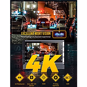 FocuWay Car Dash Cam 4K Car Camera Small WiFi Front Dash Cam with App, Aluminum Alloy Super Thermal Conduction Dashcam with Rotatable Lens, WDR Night Vision, Loop Recording, G-Sensor, Parking Monitor