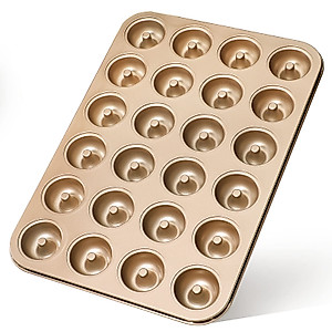 Webake Mini Donut Pan Non-stick 24-Cavity Small Donut Tray Heavy Gauge Bite Size Inch Doughnut Pans for Baking