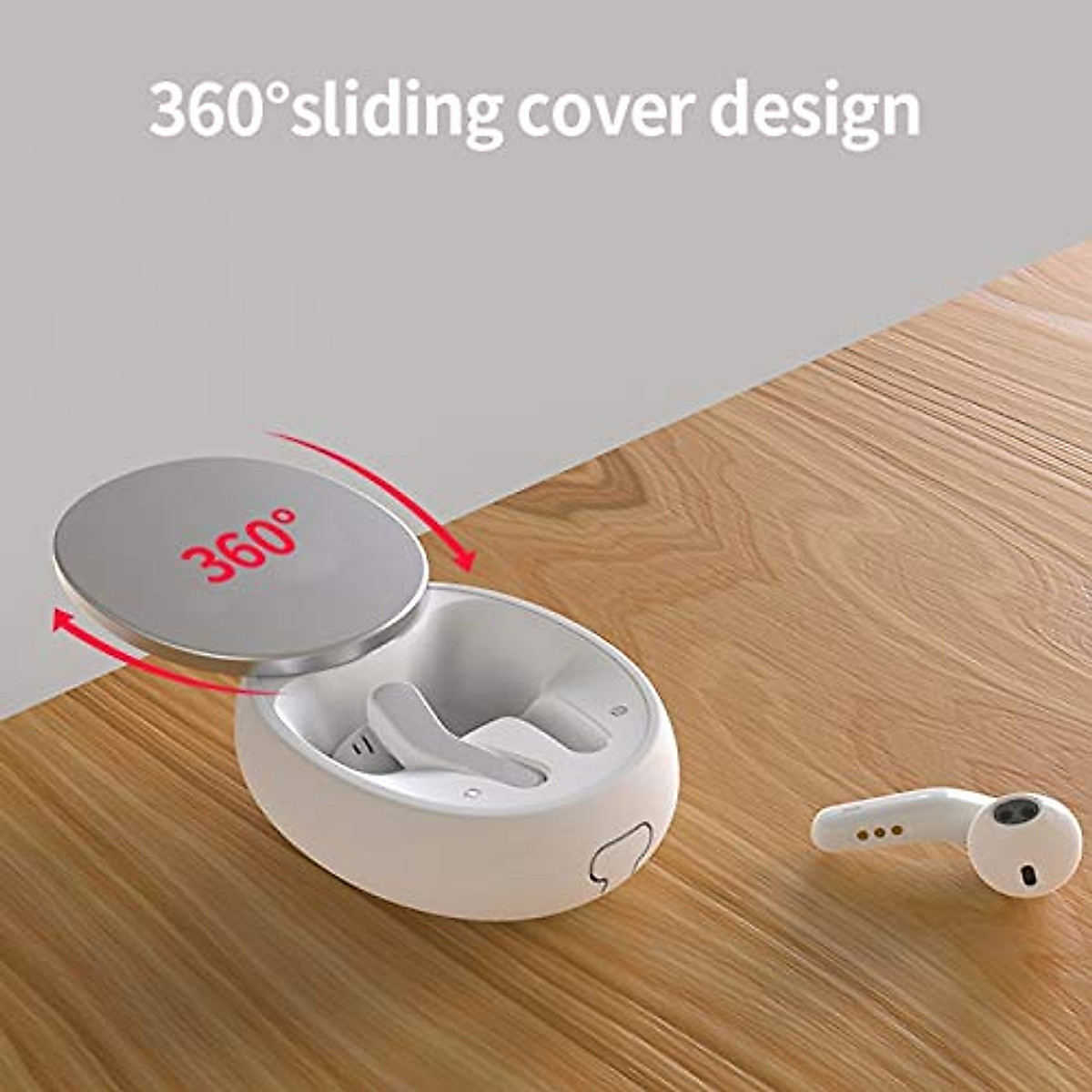 JINDI True Wireless Earphones, Fast Charge 360° Sliding Cover Ergonomic Dual Mode Auto Pairing Binaural Earbuds for Music for Sports