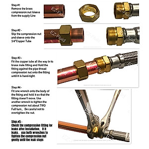 EZ-Fluid 3/4" Compression (7/8" OD) x 3/4"FIP x 12" Braided Flexible Stainless Steel Water Heater Connector Supply Line Water Hose for Female Iron Water Pipe Fitting or Copper Tubing,(1-Pack)