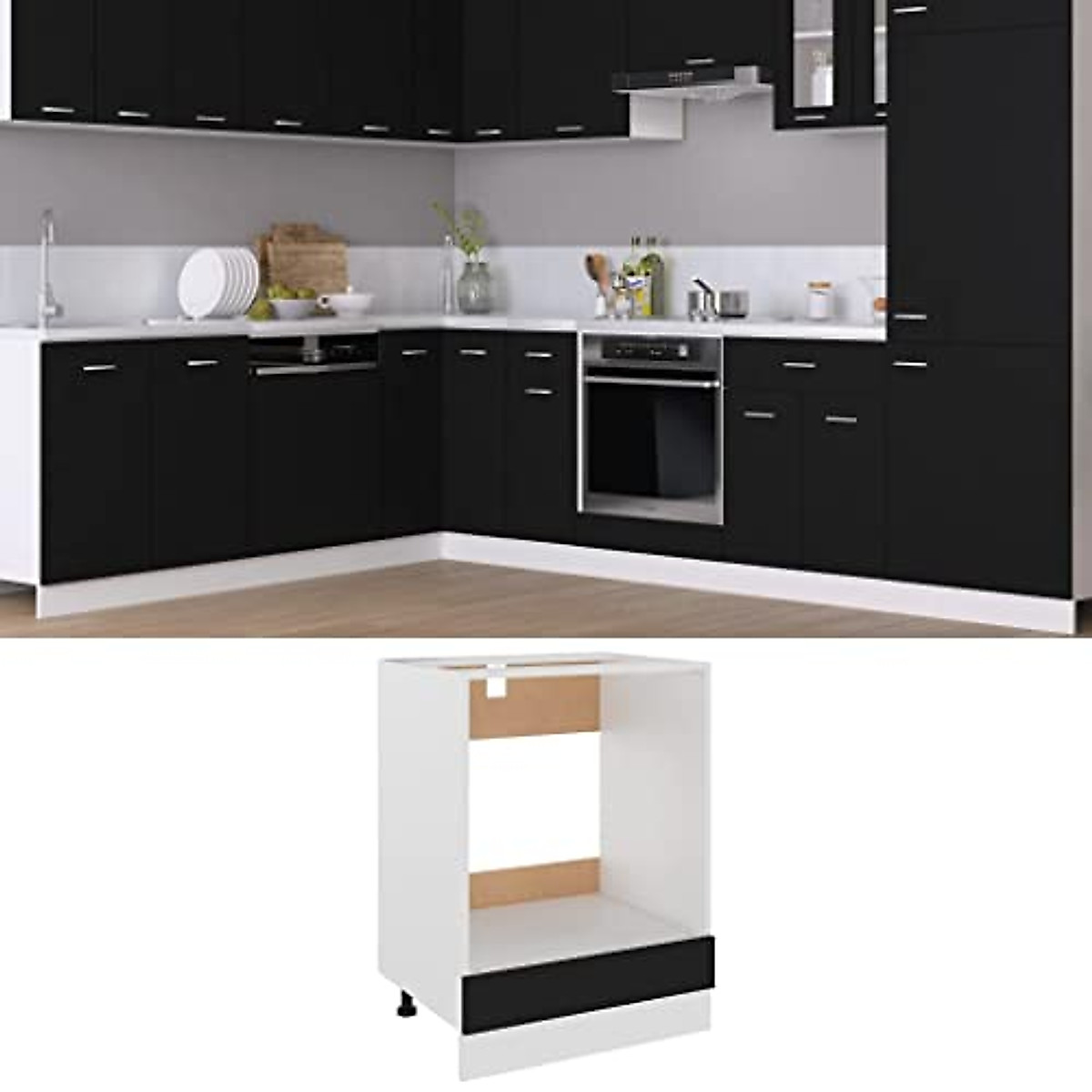 MataldeOven Cabinet Black 23.6"x18.1"x32.1" Engineered Wood-19189