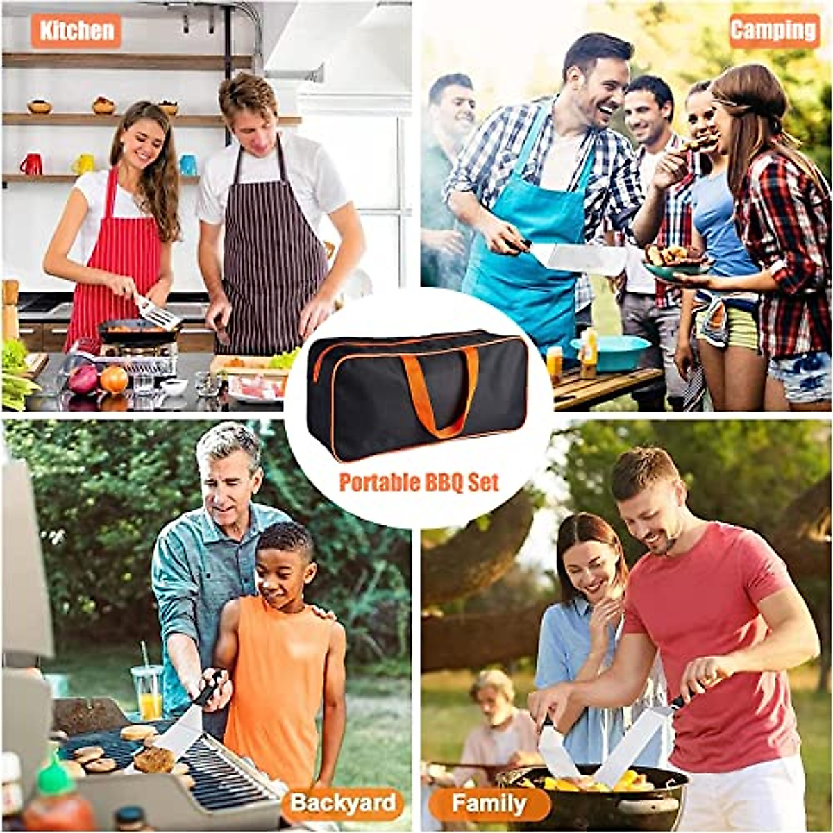 Griddle Accessories, Flat Top Grill Accessories kit for Camp Chef, Professional BBQ Accessories with Spatula, Carry Bag, Scraper for Outdoor BBQ Teppanyaki Grill Tools