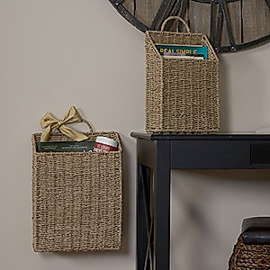 Household Essentials ML-5613 Seagrass Wall Basket Set, Brown, 2 Piece